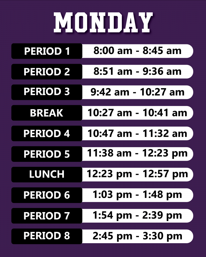 Monday Schedule - 8:00am Start Time | Portola High School